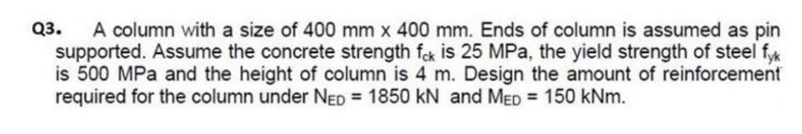Solved Q3. A column with a size of 400 mm×400 mm. Ends of | Chegg.com