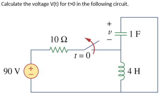 Solved Calculate the voltage V(t) for t>0 in the following | Chegg.com