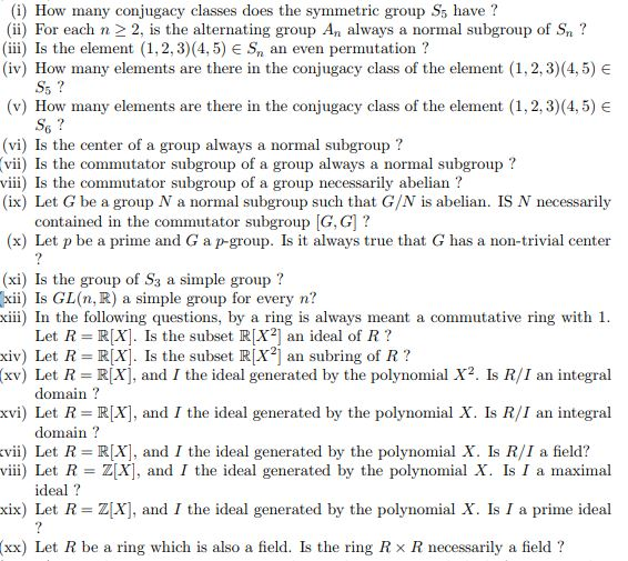 Solved (i) How many conjugacy classes does the symmetric | Chegg.com