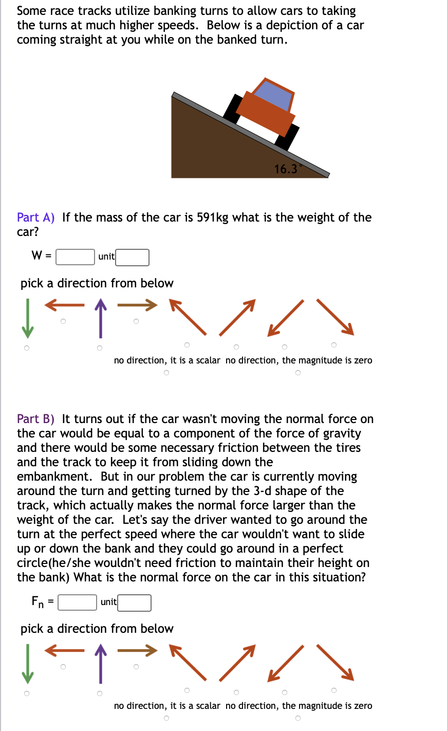Solved Some race tracks utilize banking turns to allow cars | Chegg.com