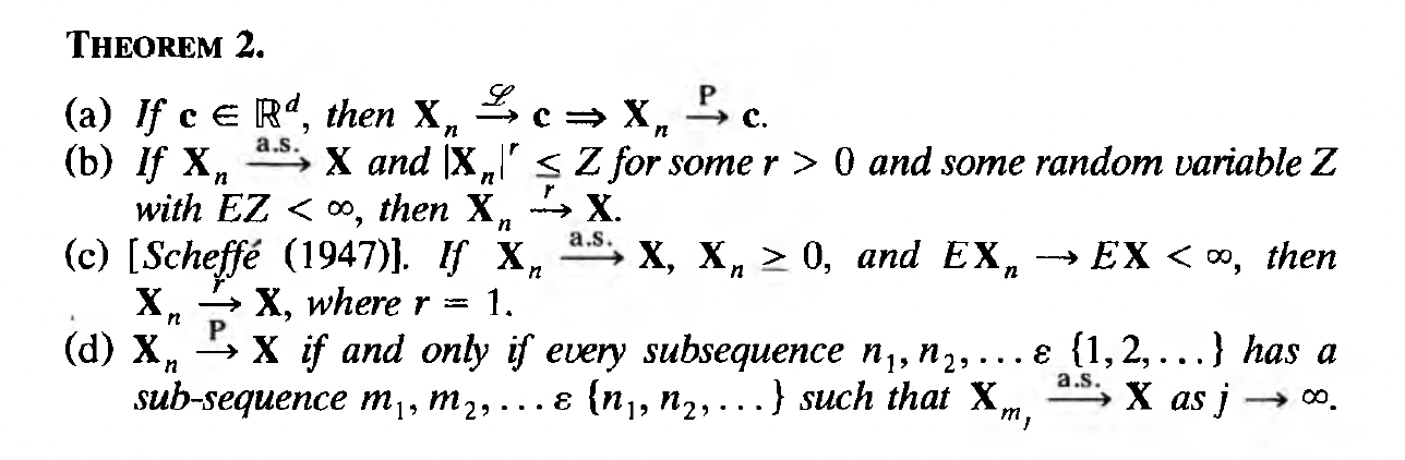 Solved THEOREM 2. (a) If c∈Rd, then Xn→Lc⇒Xn→Pc. (b) If Xn | Chegg.com