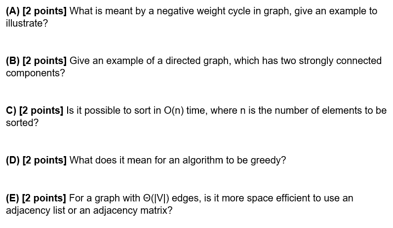 (A) [2 points] What is meant by a negative weight | Chegg.com