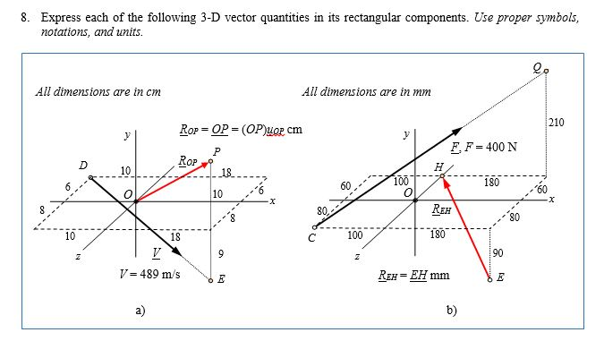 Solved 8. Express each of the following 3-D vector | Chegg.com