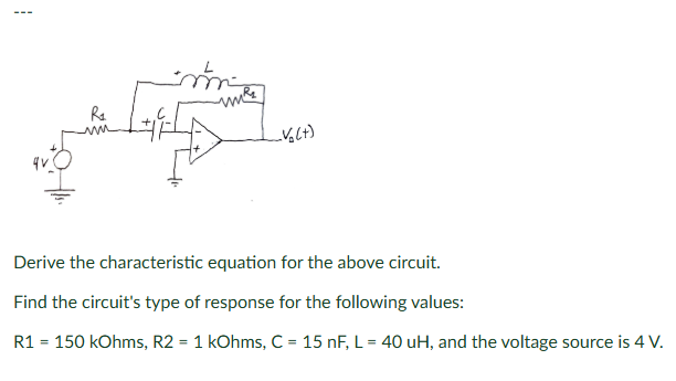 Solved Derive the characteristic equation for the above | Chegg.com