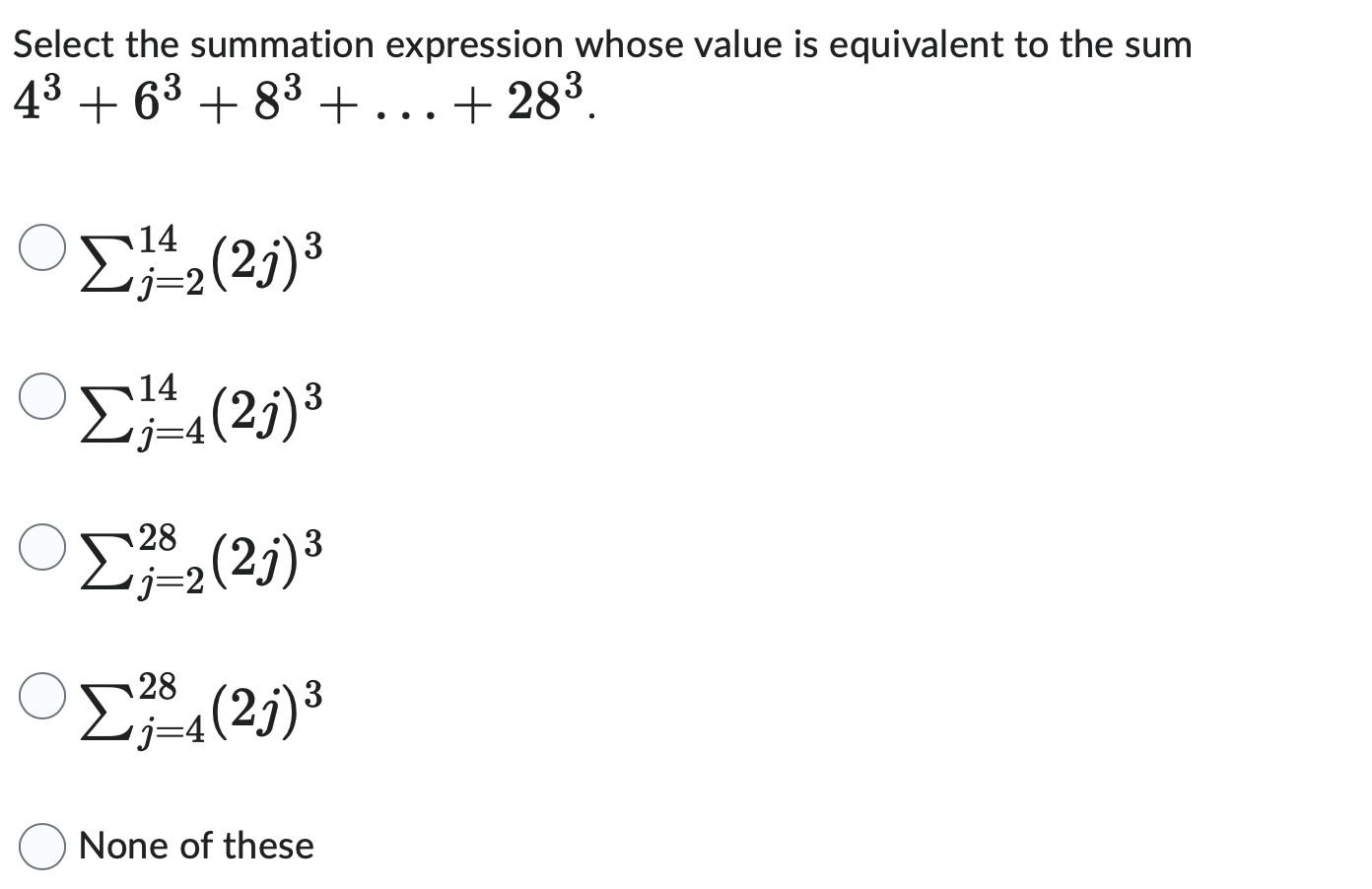 Solved Select the summation expression whose value is | Chegg.com