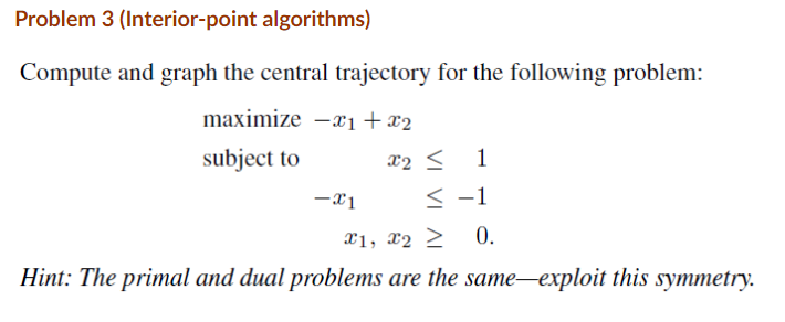 Solved Problem 3 (Interior-point algorithms) X2