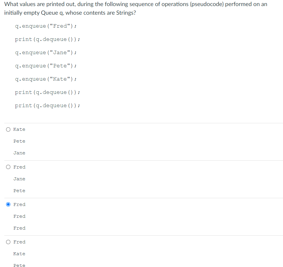Solved What values are printed out, during the following | Chegg.com