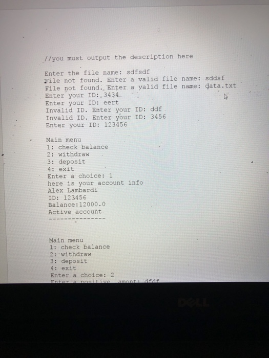Solved CSC 15 Project #4 ATM machine: Create a program to | Chegg.com