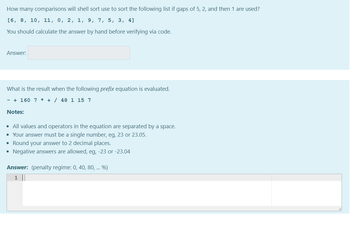 How many comparisons will shell sort use to sort the | Chegg.com