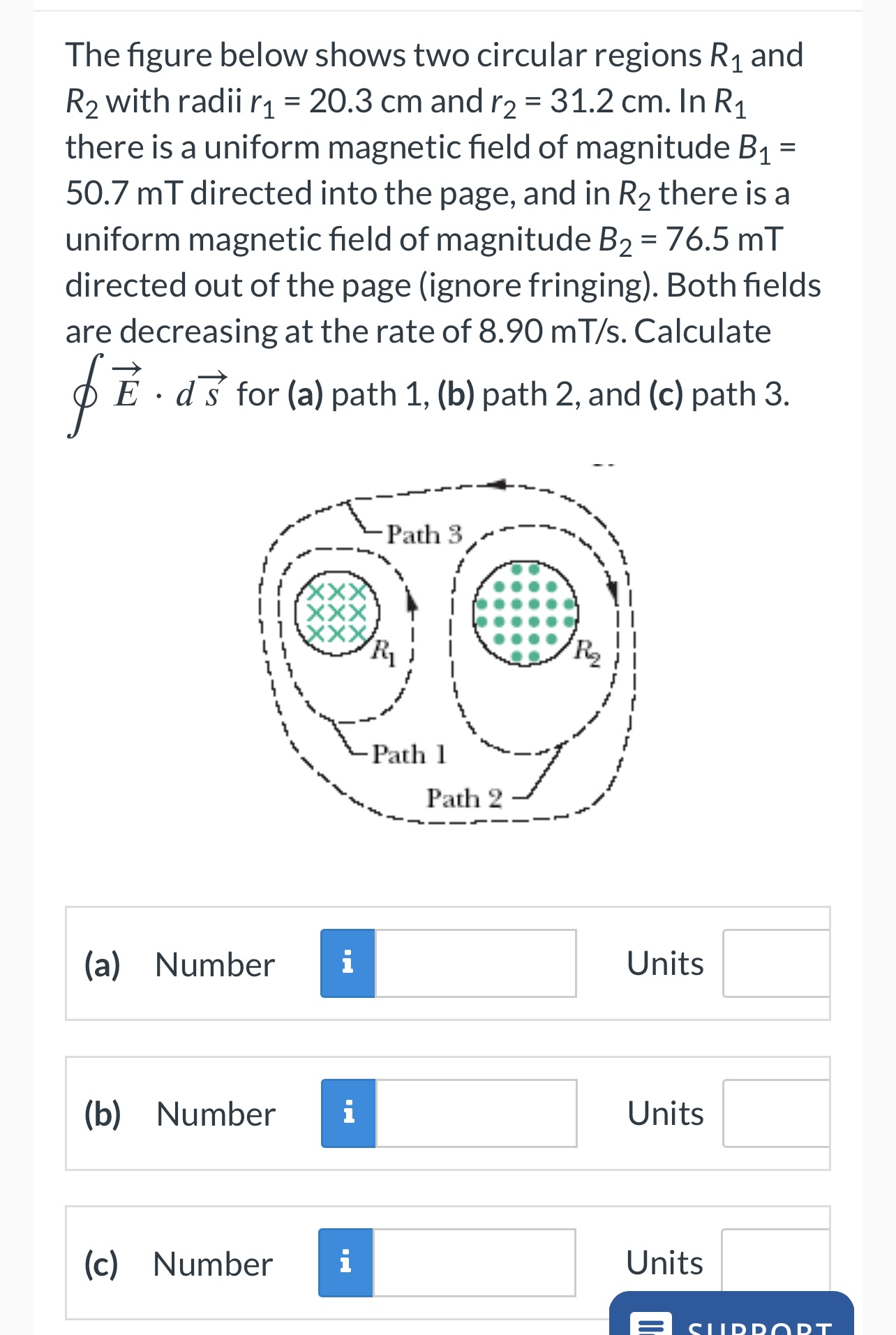 Solved The figure below shows two circular regions R1 ﻿andR2 | Chegg.com