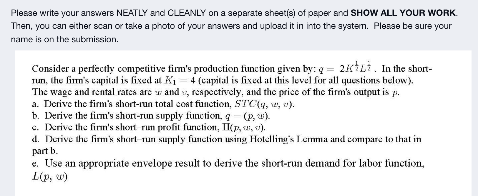 Solved Please write your answers NEATLY and CLEANLY on a | Chegg.com