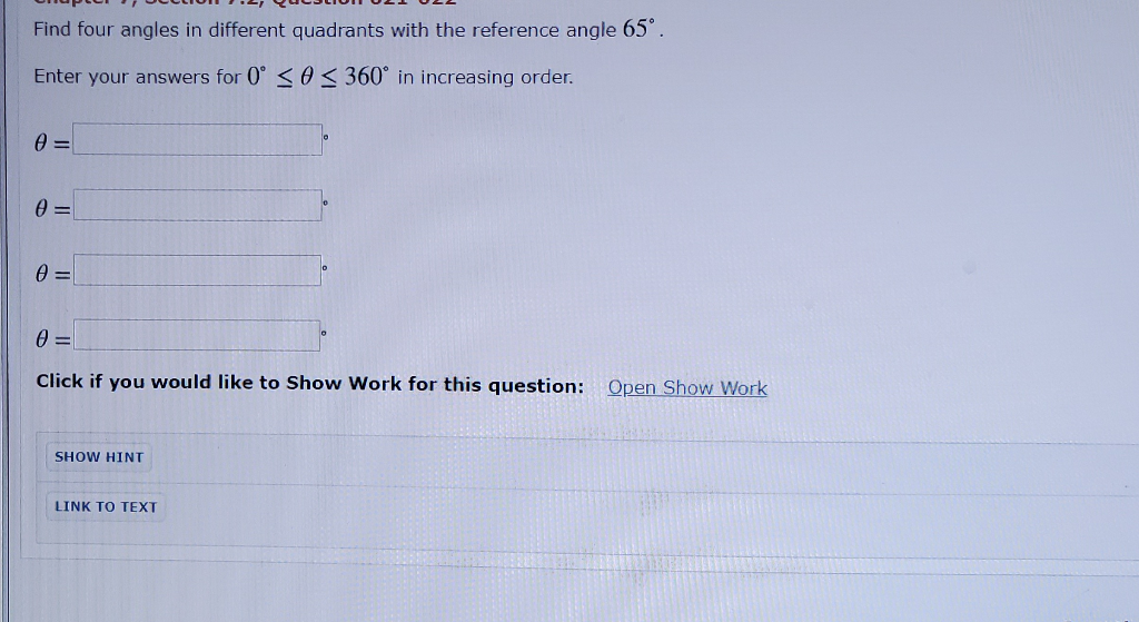 Solved Find four angles in different quadrants with the | Chegg.com