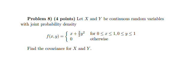 Solved Problem 8) (4 points) Let X and Y be continuous | Chegg.com