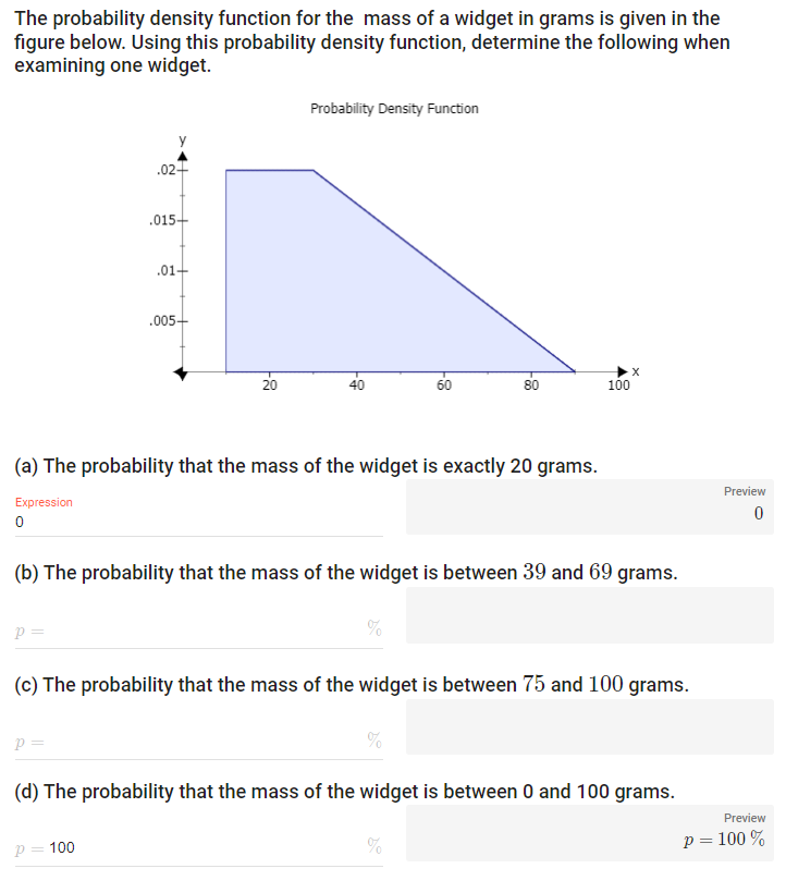 Solved The probability density function for the mass of a | Chegg.com