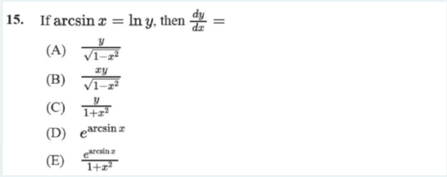 Solved If arcsinx=lny, ﻿then | Chegg.com