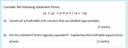 Solved Consider the following statement forms: (pVQ) –p=p1 | Chegg.com