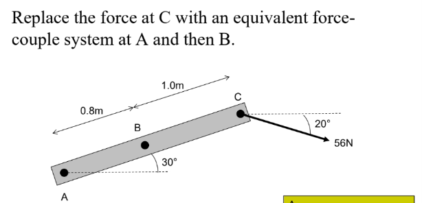 Solved Replace the force at C ﻿with an equivalent | Chegg.com
