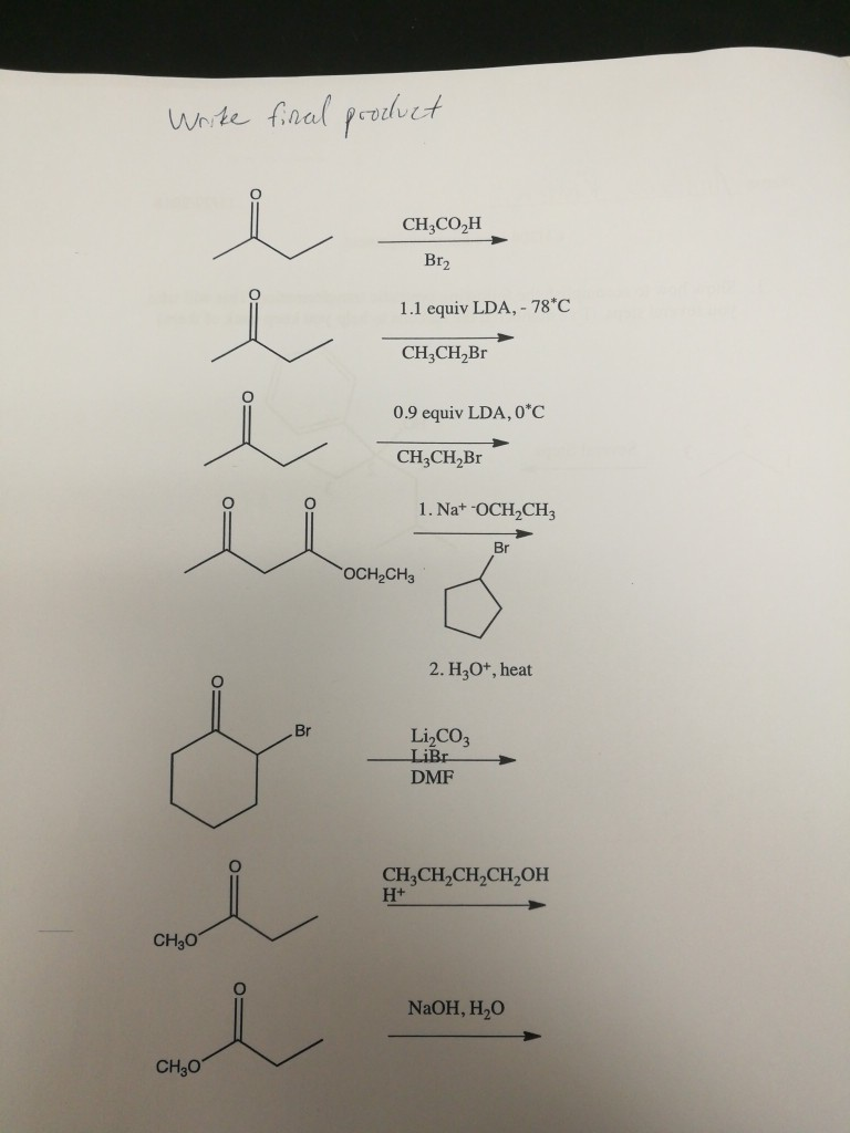Solved CH3CO2H Br2 1.1 equiv LDA,-78 C CH3CH2Br 0.9 equiv | Chegg.com