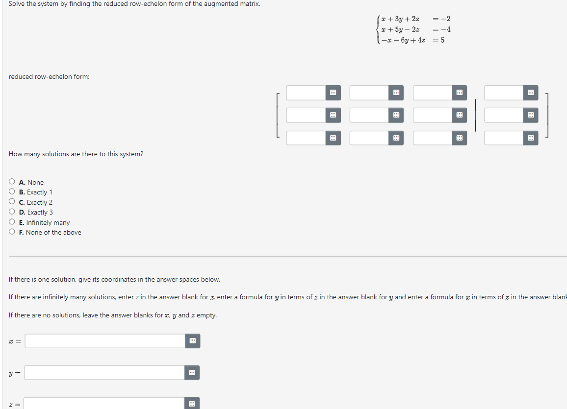 Solved Solve the system by finding the reduced row-echelon | Chegg.com
