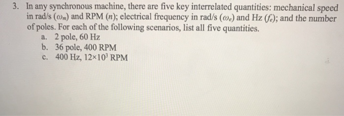 Solved 3. In any synchronous machine, there are five key | Chegg.com