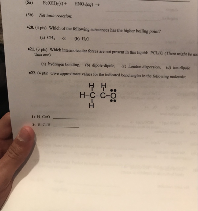 Solved (5a) Fe(OH)2(s) + HNO3(aq) → (5b) Net ionic reaction: | Chegg.com