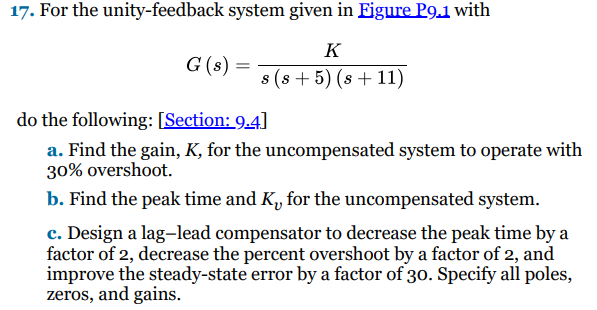Solved 17. For the unity-feedback system given in Figure | Chegg.com