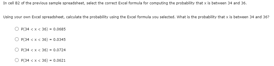 Solved 5. Using Excel - normal probabilities Consider the | Chegg.com