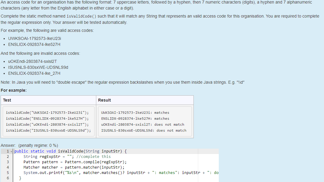 Solved An access code for an organisation has the following | Chegg.com