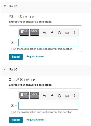 Solved Identify the unknown isotope X in the following Part | Chegg.com
