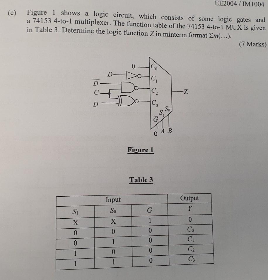 Solved EE2004/IM1004 Figure 1 shows a logic circuit, which | Chegg.com