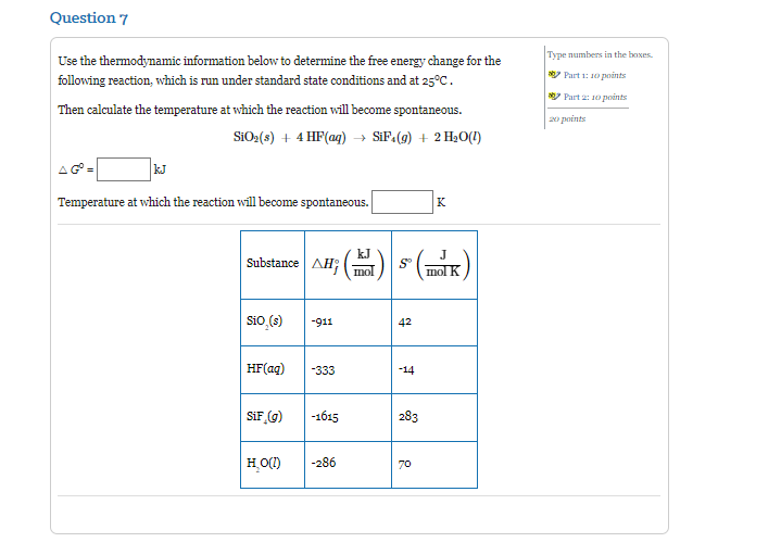 Solved Use the thermodynamic information below to determine | Chegg.com