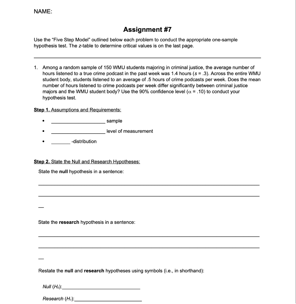 Solved Assignment \#7 Use the "Five Step Model" outlined | Chegg.com