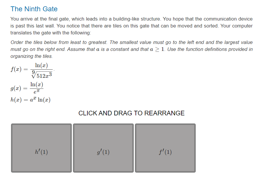Solved The Ninth GateYou arrive at the final gate, which | Chegg.com