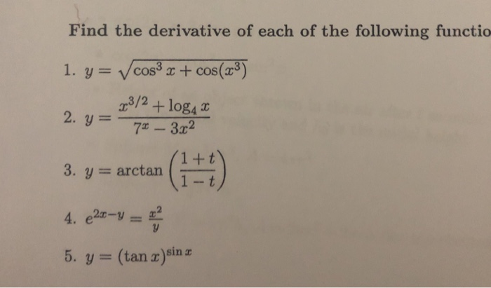 Solved Find the derivative of each of the following functio | Chegg.com