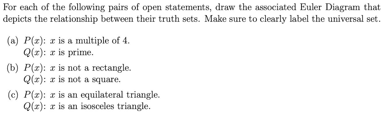 Solved For each of the following pairs of open statements, | Chegg.com