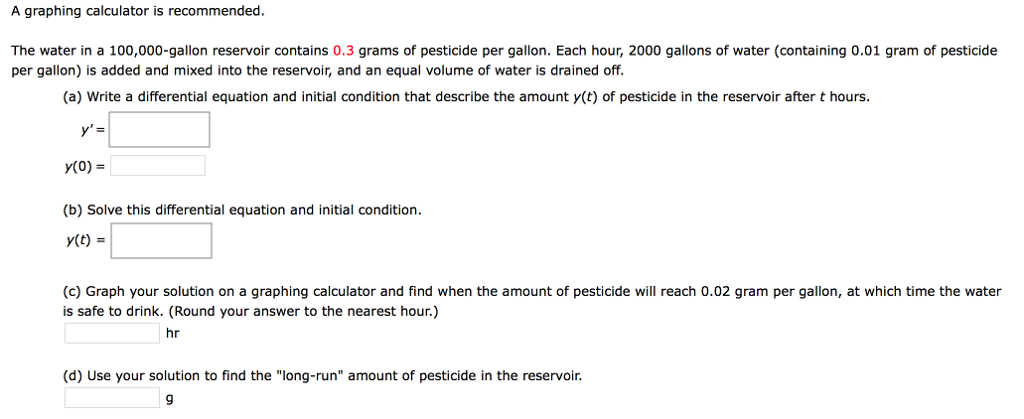 Solved A graphing calculator is recommended. The water in a | Chegg.com