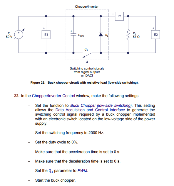 Chopper/Inverter + 12 E 50 V E1 Caus 터 R 57 Ω E2 Q4 | Chegg.com