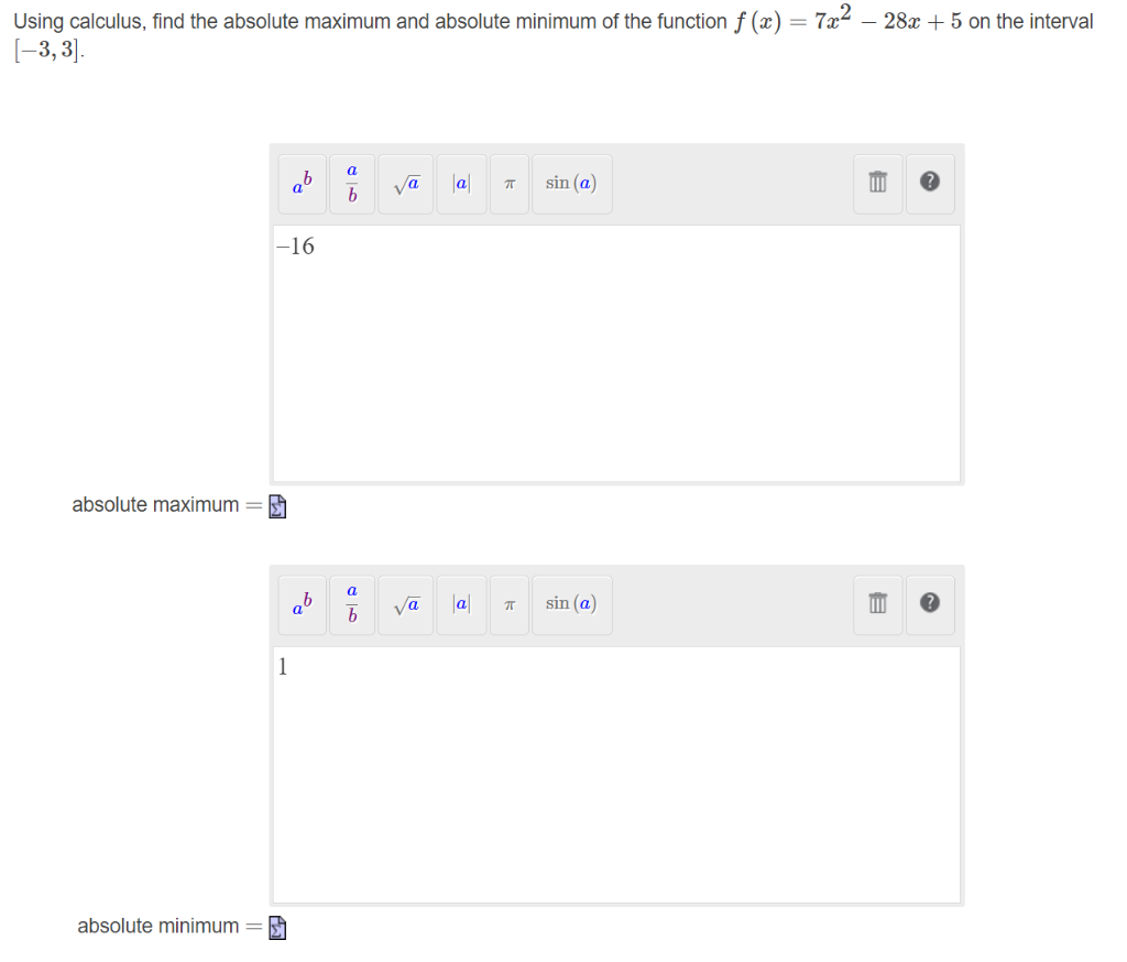 Solved Using calculus, find the absolute maximum and | Chegg.com