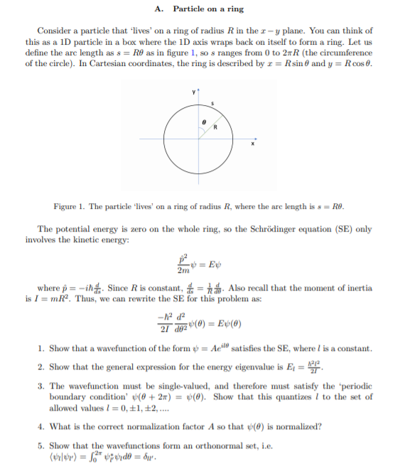Solved A. Particle on a ring Consider a particle that lives' | Chegg.com