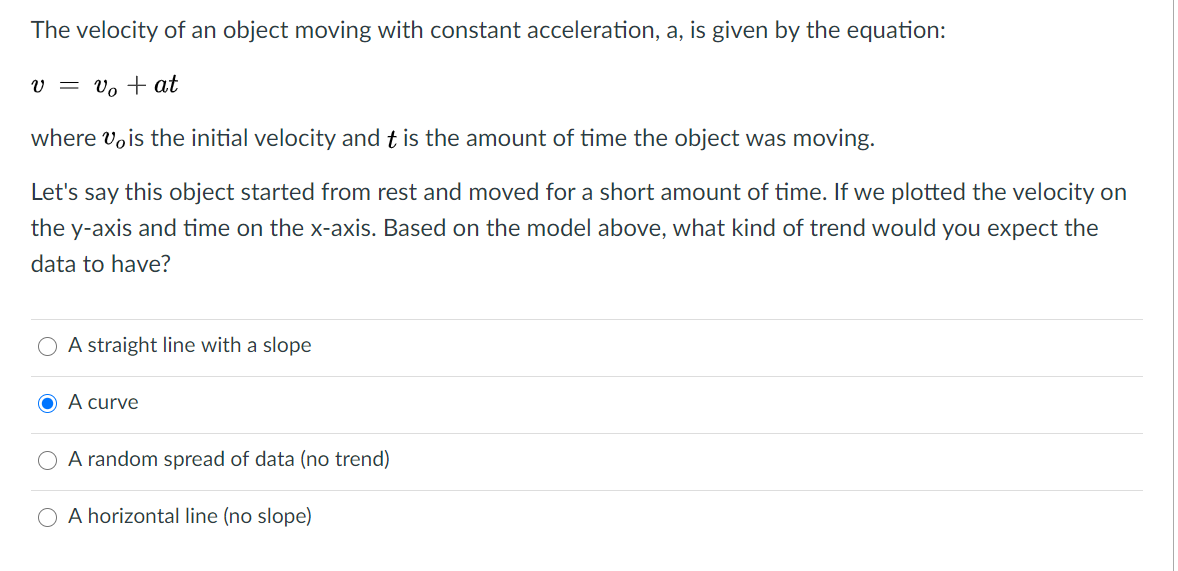 Solved The velocity of an object moving with constant | Chegg.com