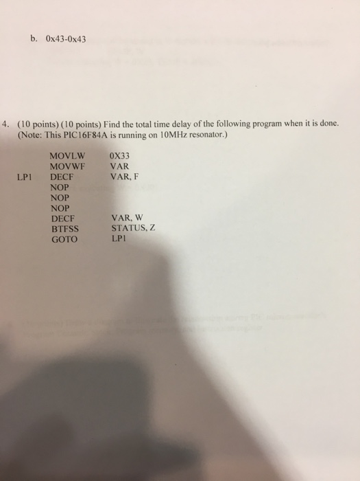 Solved b. 0x43-0x43 4. (10 points) (10 points) Find the | Chegg.com