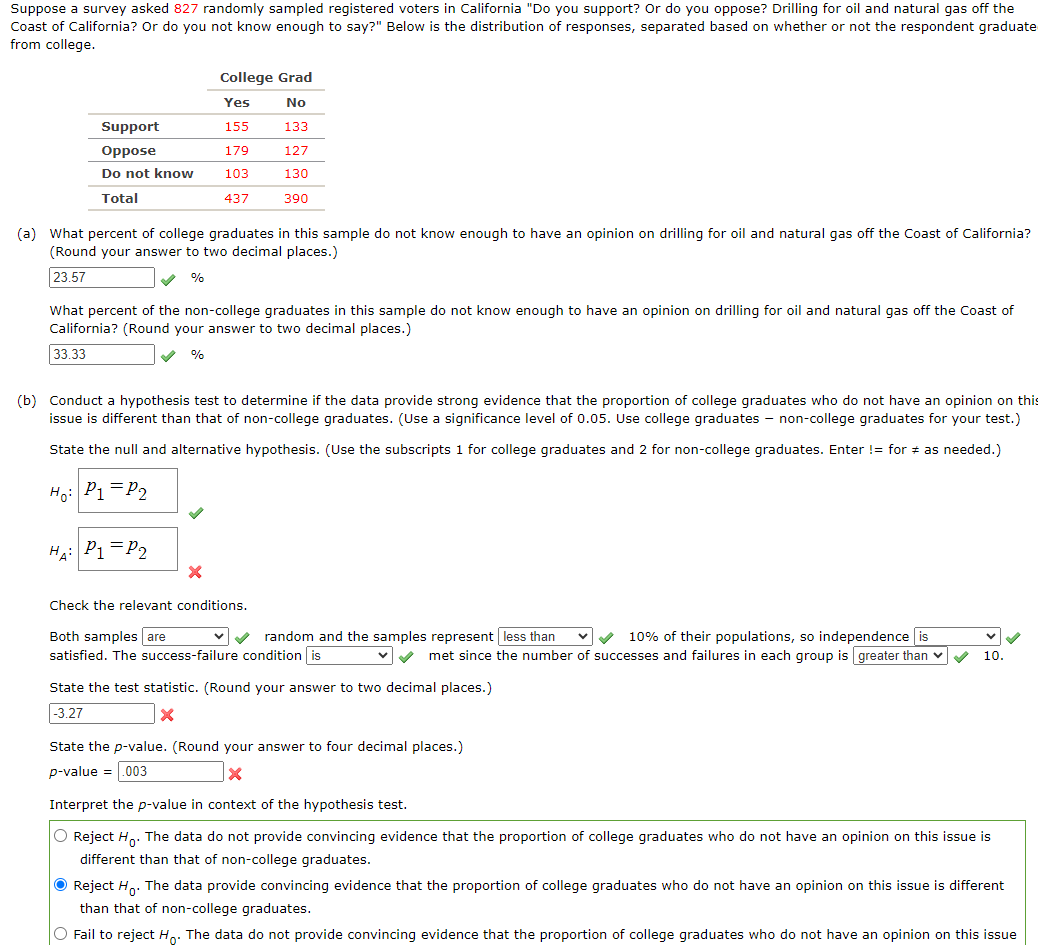 Solved Suppose a survey asked 827 randomly sampled | Chegg.com