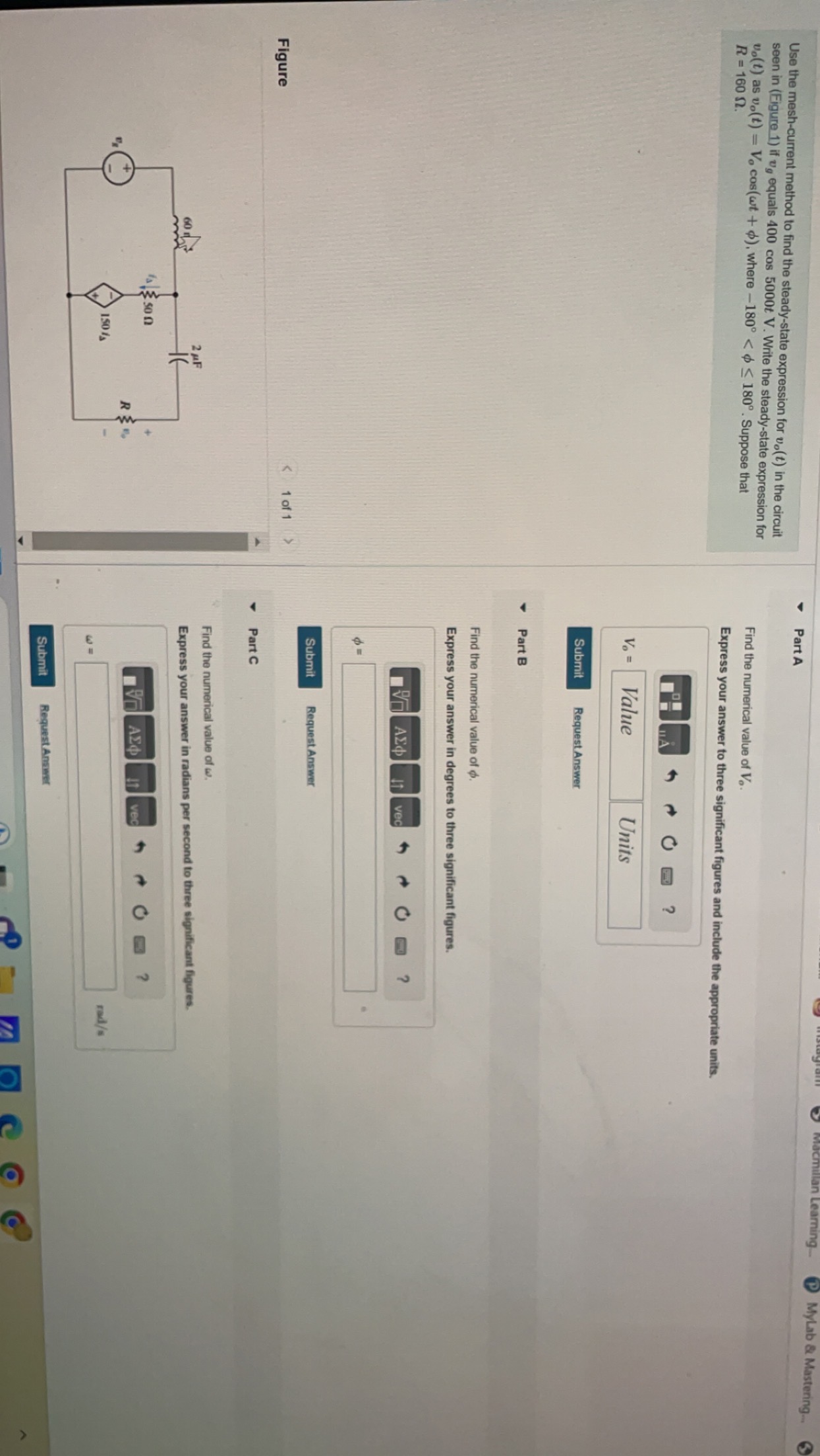 Solved Use the mesh-current method to find the steady-state | Chegg.com
