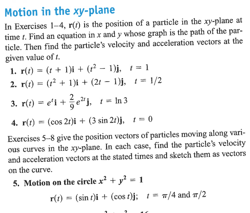 Solved Motion in the xy-planeIn Exercises 1-4,r(t) ﻿is the | Chegg.com