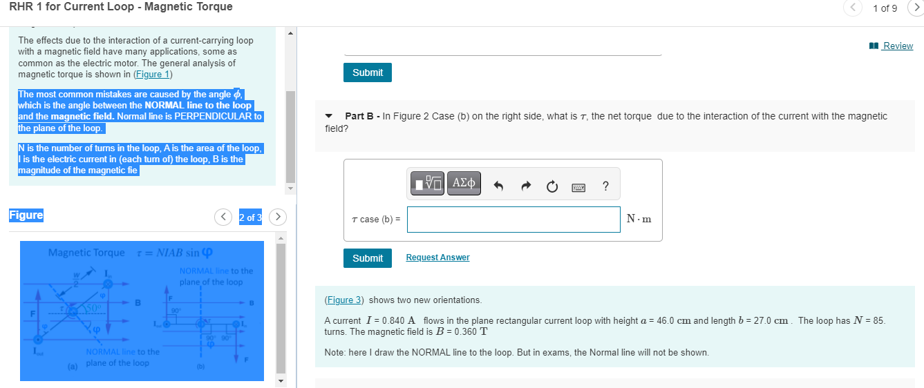 Solved RHR 1 for Current Loop - Magnetic Torque 10 The | Chegg.com