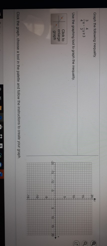Solved Graph the following inequality. 3 4 4*-3923 Use the | Chegg.com