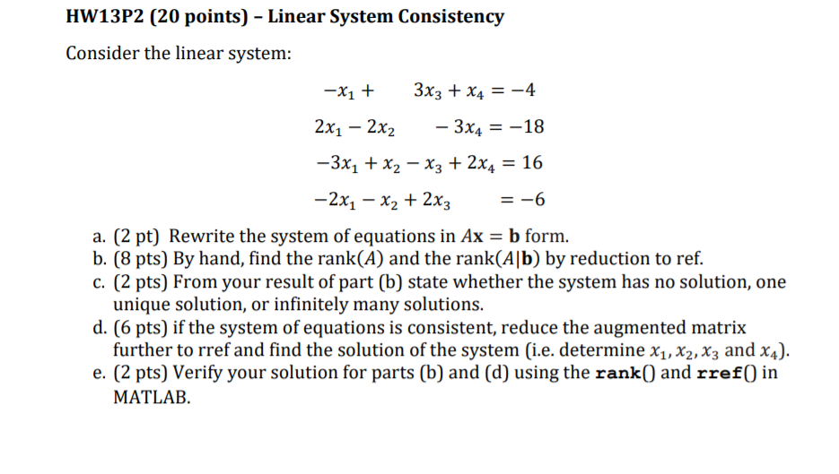 Solved HW13P2 (20 points) - Linear System Consistency | Chegg.com