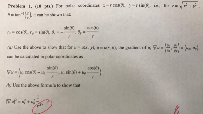 Solved For polar coordinates x = r cos(theta), y = r sin | Chegg.com