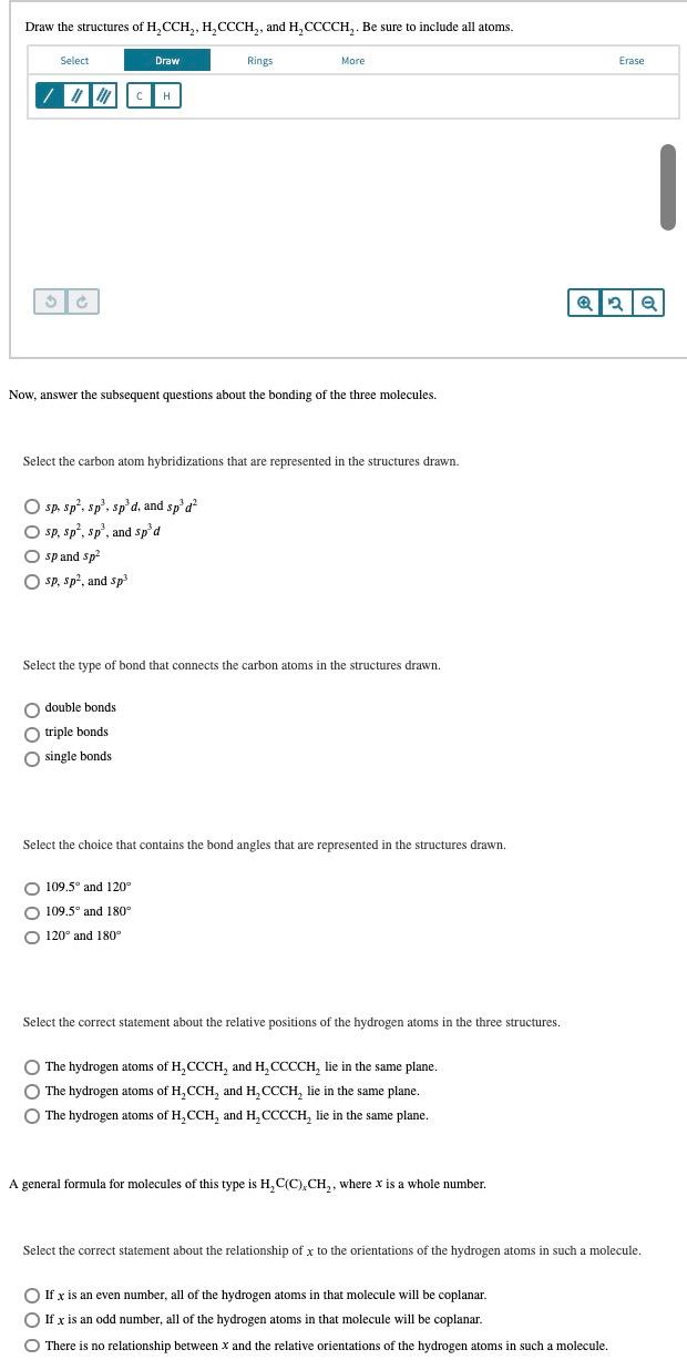 Solved Draw the structures of H,CCH, H,CCCH,, and H.CCCCH. | Chegg.com