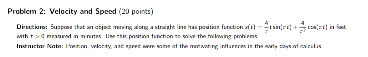 Solved Problem 2: Velocity and Speed (20 points) Directions: | Chegg.com